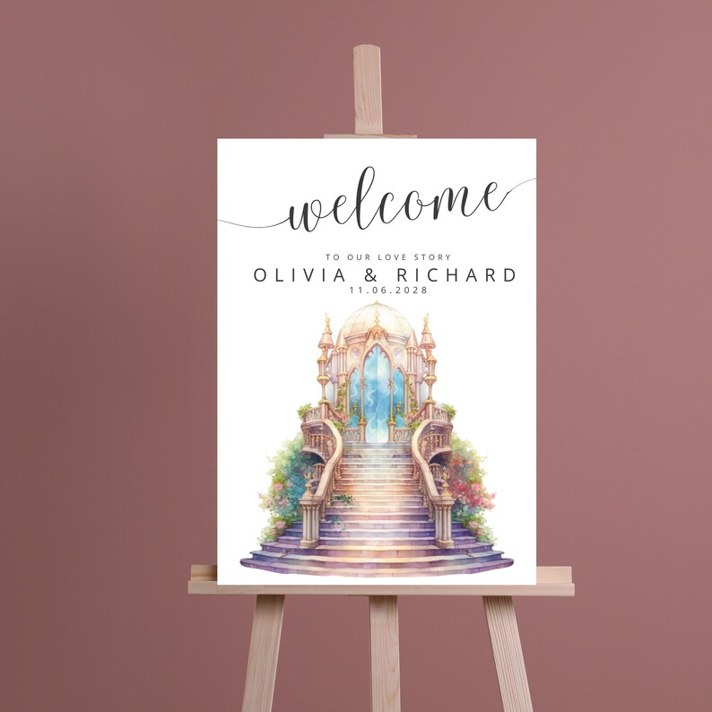 Fairytale Wedding Printable Welcome Sign Wedding Staircase - Etsy