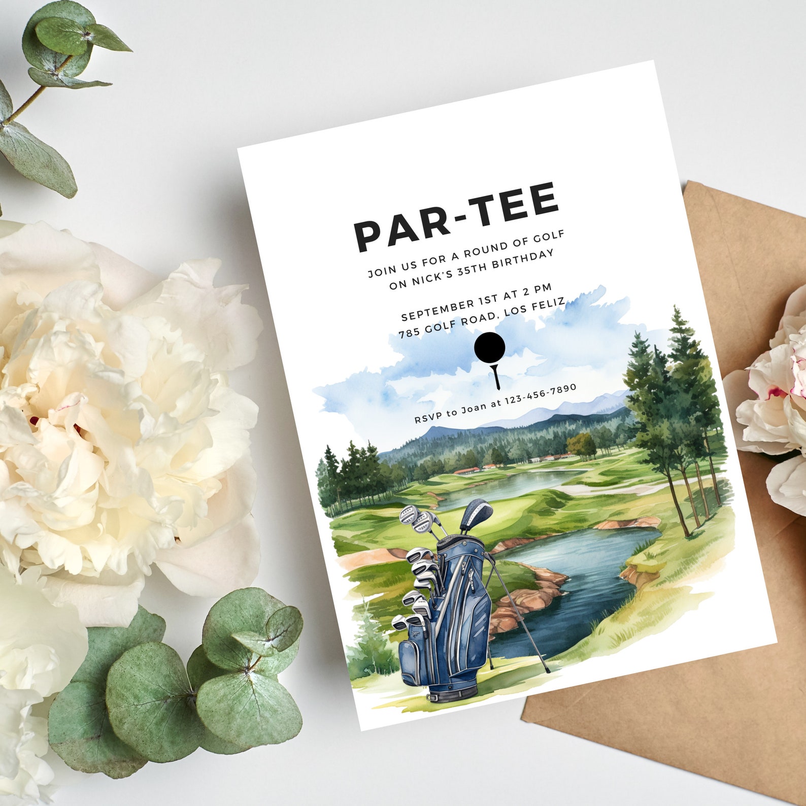 Customizable Golf Birthday Invitation Template, Editable Let's Par Tee ...