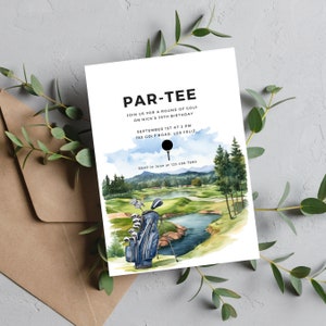 Customizable Golf Birthday Invitation Template, Editable Let's Par Tee ...