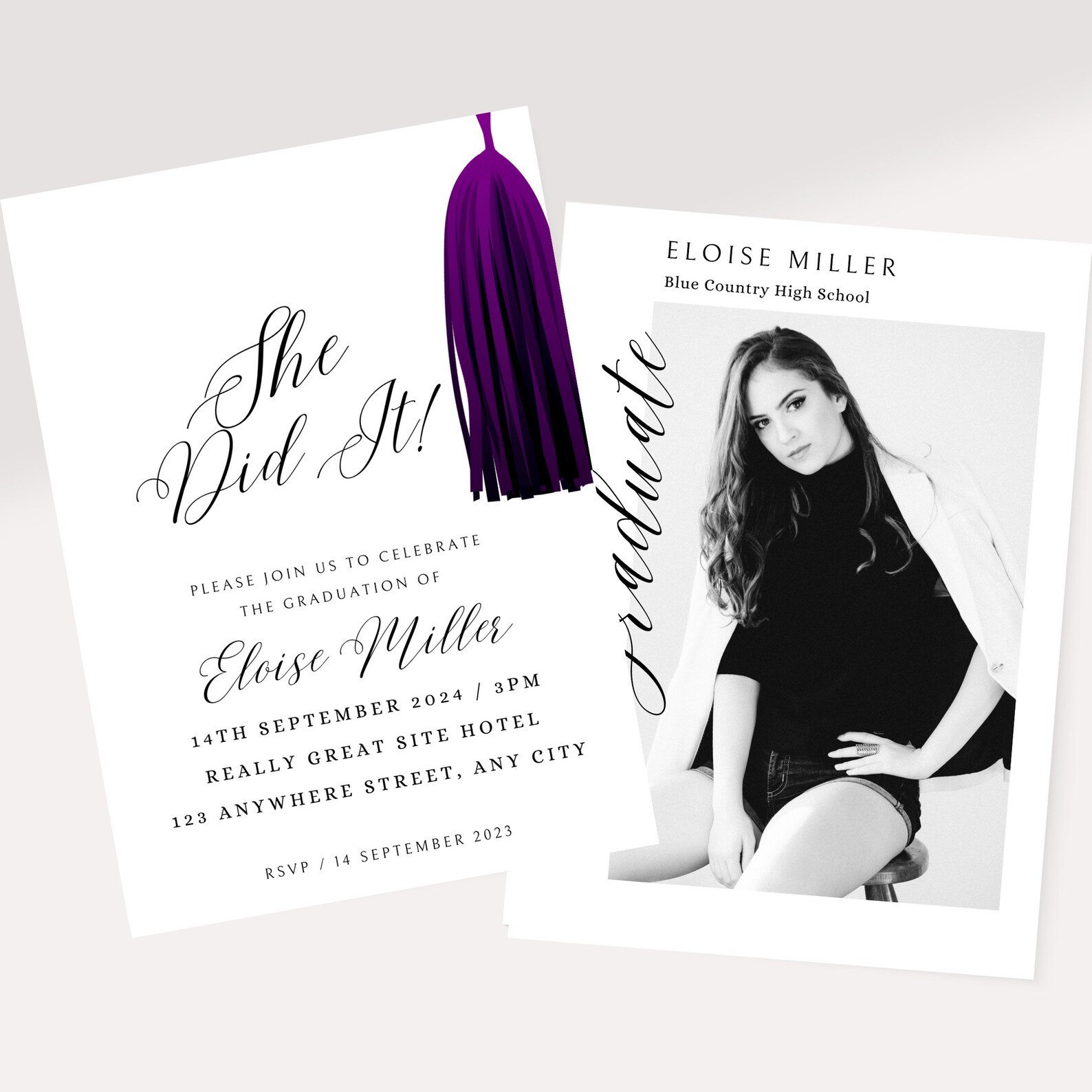 She Did It, Graduation Photo Announcement, Grad Party Template ...