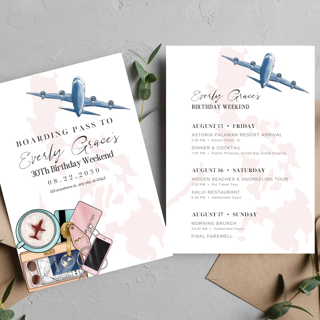Customizable Travel Weekend Invitation Getaways: Personalized Birthday ...