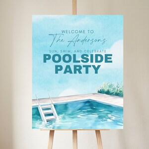 Editable Summer Pool Party Welcome Sign Customizable Swimming Bash ...