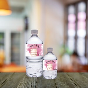 Valentine Birthday Water Bottle Labels, Printable Heart and Cake Party ...