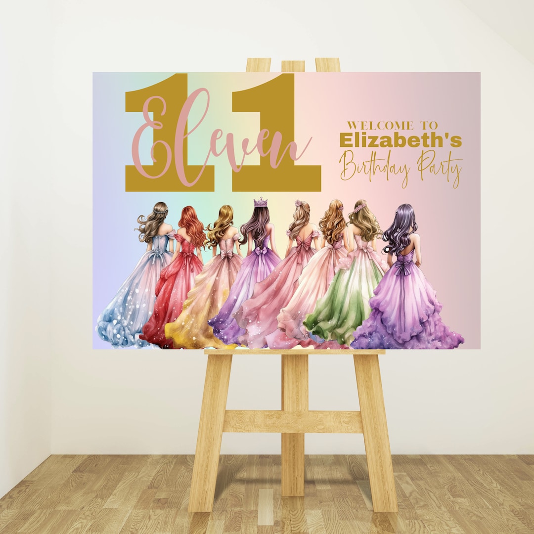 Princess Birthday Welcome Sign, Customizable Princess Party Banner ...
