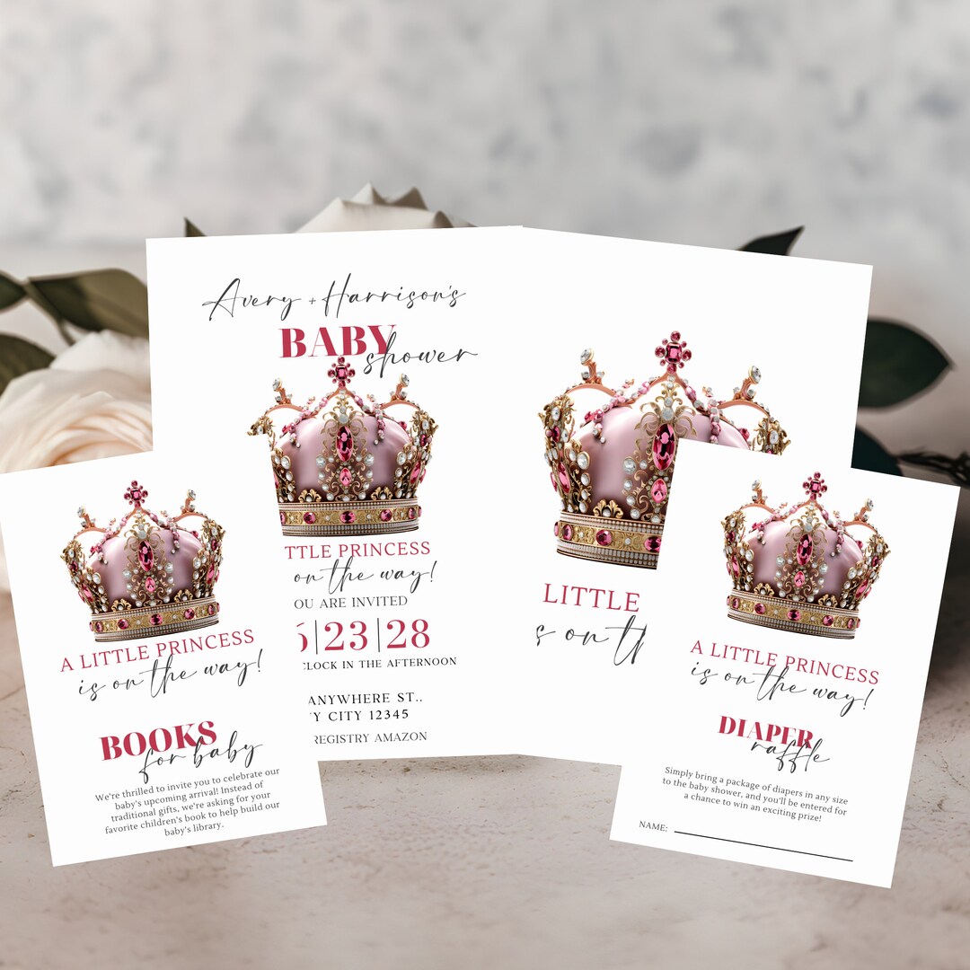 Editable Pink Girl Baby Shower Invitation Bundle Template - Little ...