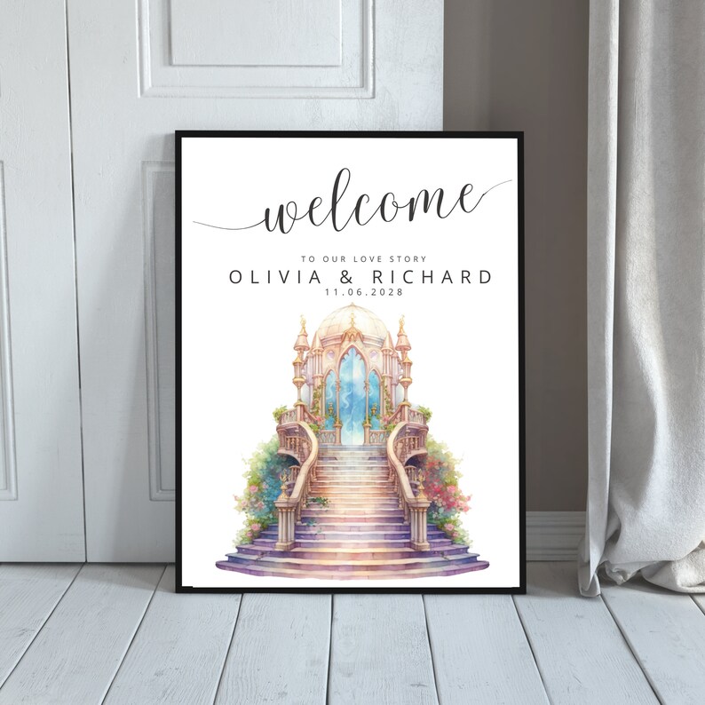 Fairytale Wedding Printable Welcome Sign Wedding Staircase - Etsy