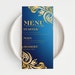 Royal Blue & Gold Wedding Menu Design | Customizable Elegant Engagement ...