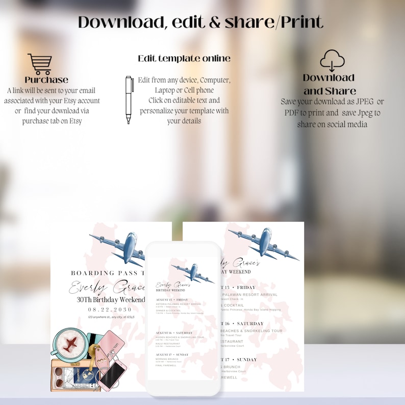 Customizable Travel Weekend Invitation Getaways: Personalized Birthday ...