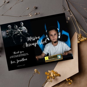 Video Game Photo Birthday Thank You Card, Gamer Birthday Thank You ...