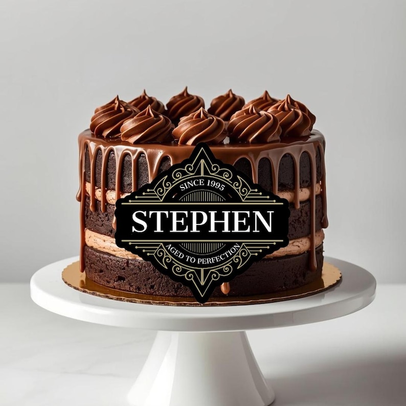 Whiskey Birthday Cake Topper Edible | Personalized Name & Age Cupcake ...