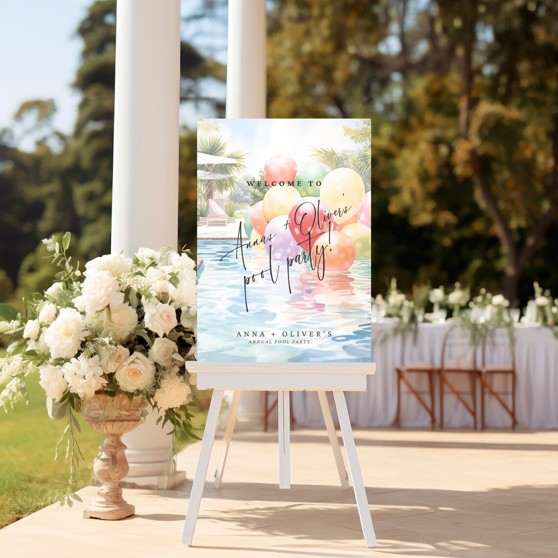 Editable Summer Pool Party Welcome Sign, Swimming Bash Printable for ...