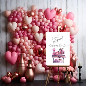 Editable Pink Spa Day Party Welcome Sign - Personalized Pink-themed ...