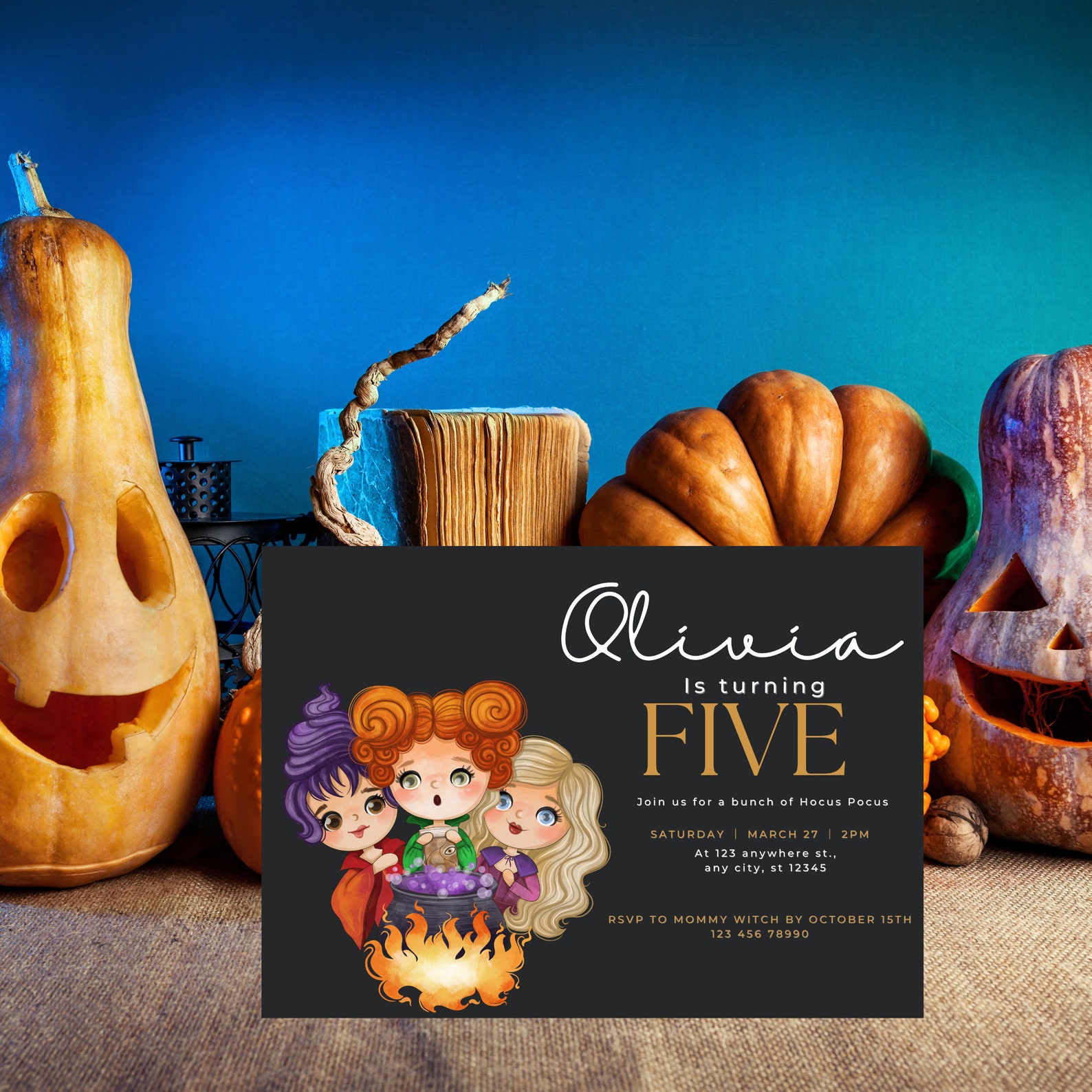 Hocus Pocus Birthday Invitations, Kids Scary Halloween Birthday ...