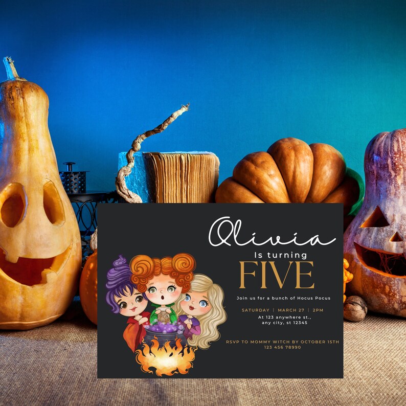 Hocus Pocus Birthday Invitations, Kids Scary Halloween Birthday ...