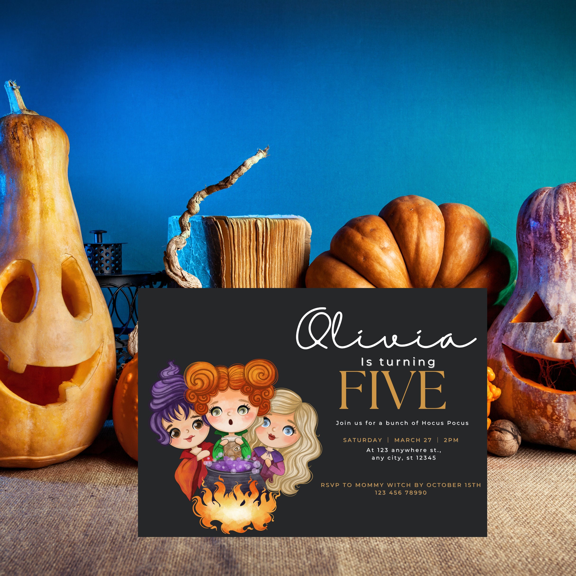 Hocus Pocus Birthday Invitations, Kids Scary Halloween Birthday ...