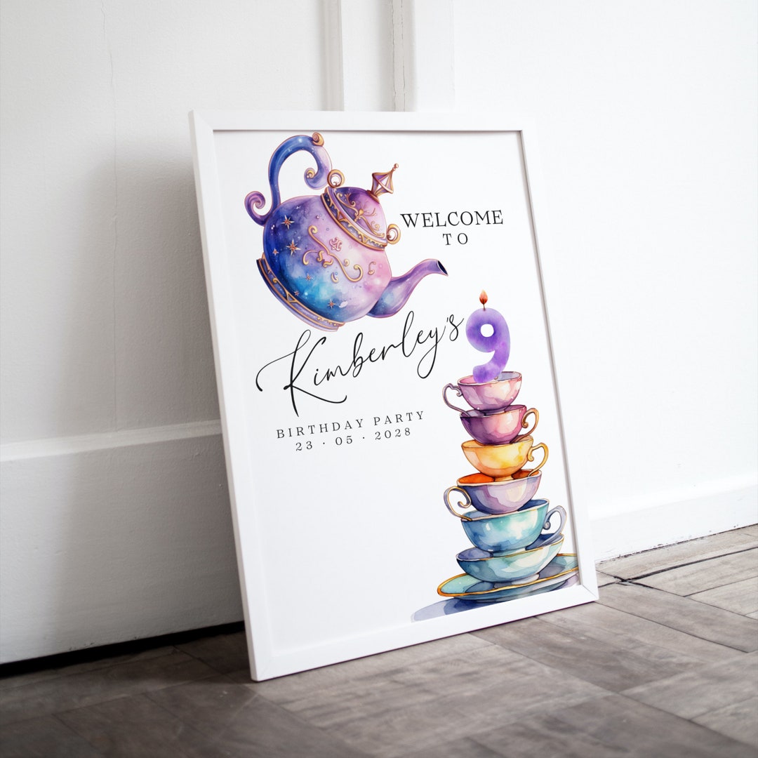 Editable Tea Party Welcome Sign - Customizable Birthday Banner ...