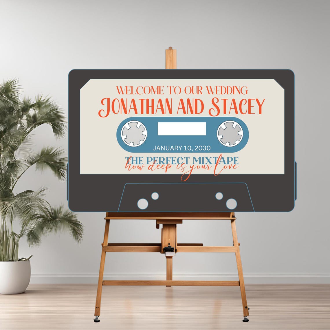 Custom Retro Cassette Wedding Welcome Sign, 70s Party Welcome Sign ...