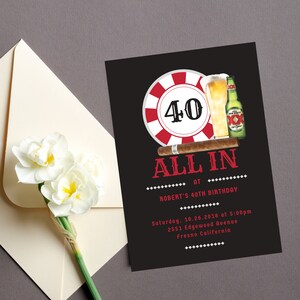 Poker Chip Las Vegas Casino Birthday Invitation, Poker Night Invite ...