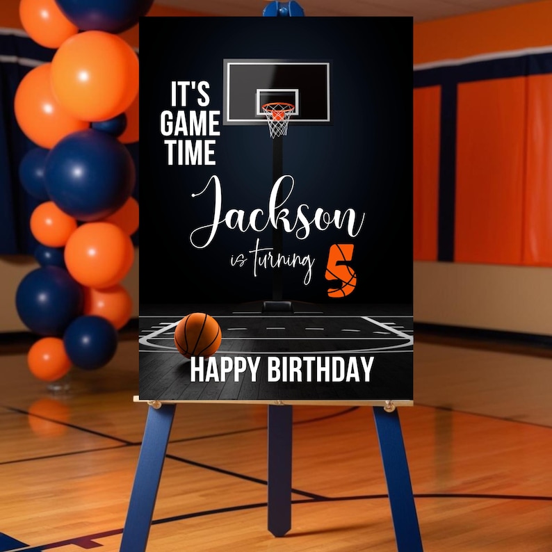 Basketball Birthday Welcome Sign | Personalized Basketball Party Sign ...