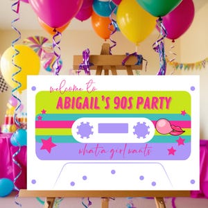 Retro 90s Cassette Birthday Welcome Sign - Custom Foam Board Party Sign ...