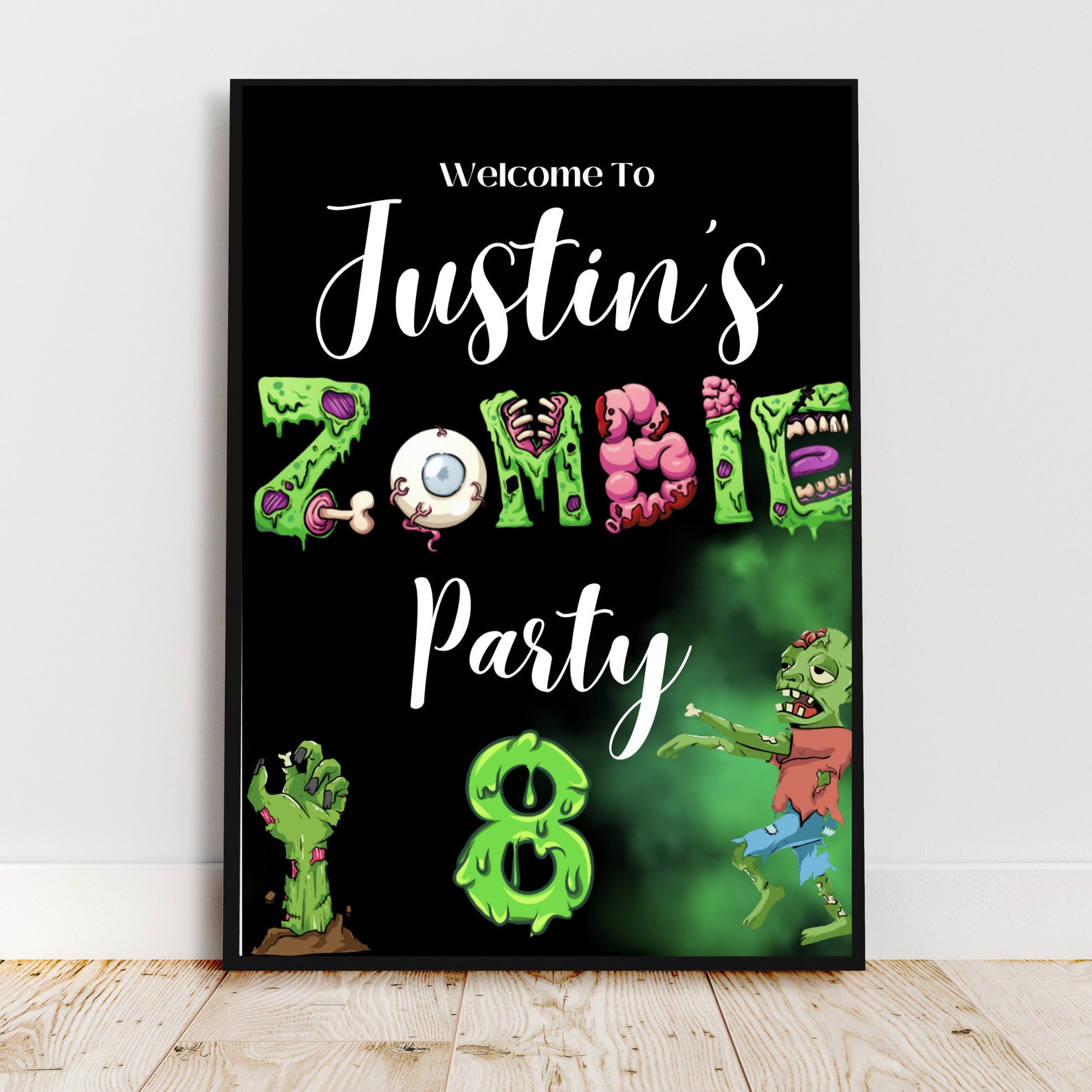 Zombie Birthday Welcome Sign, Editable Kids Scary Signs, Halloween ...