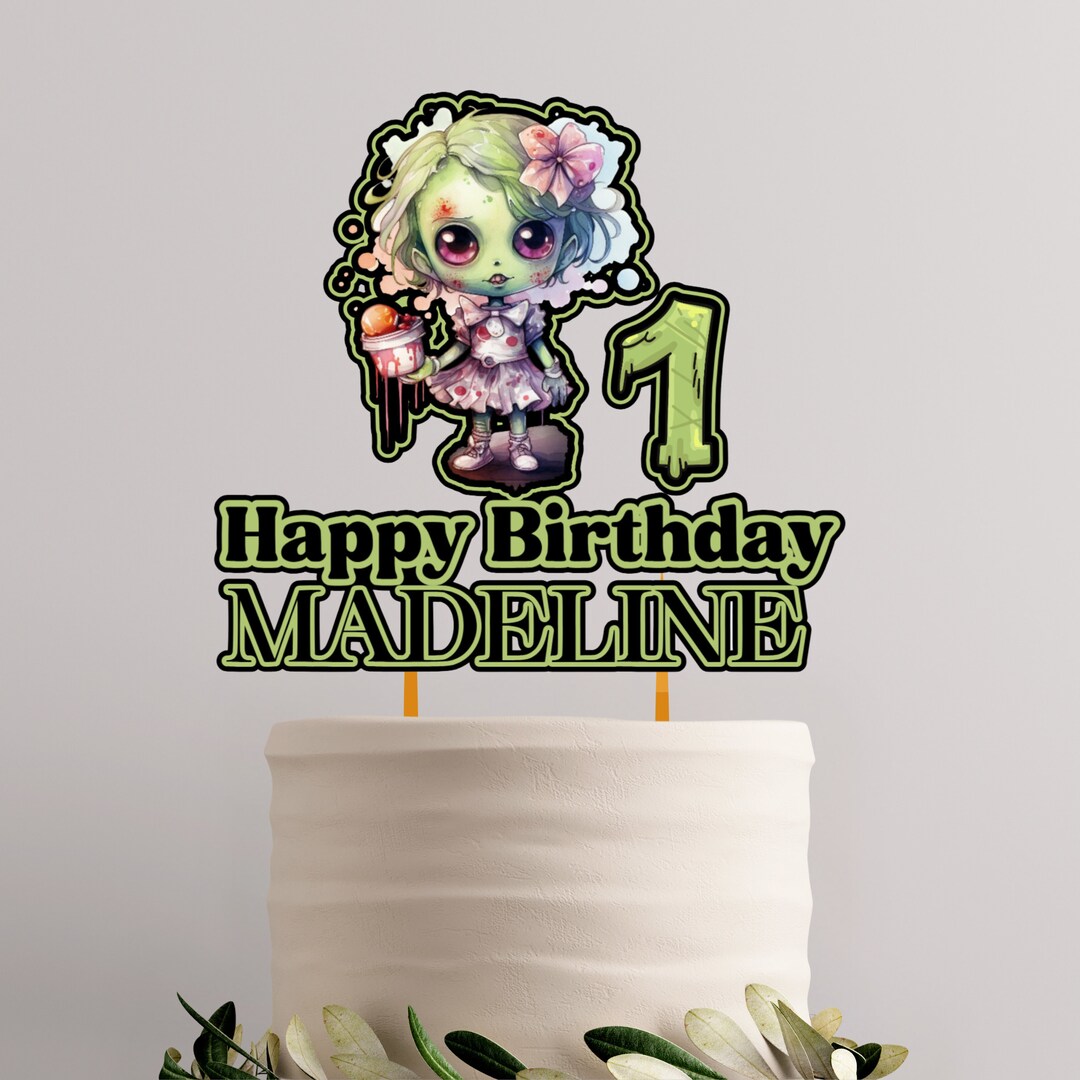 Personalized Zombie Cake Topper - Custom Handmade Birthday Party Decor ...