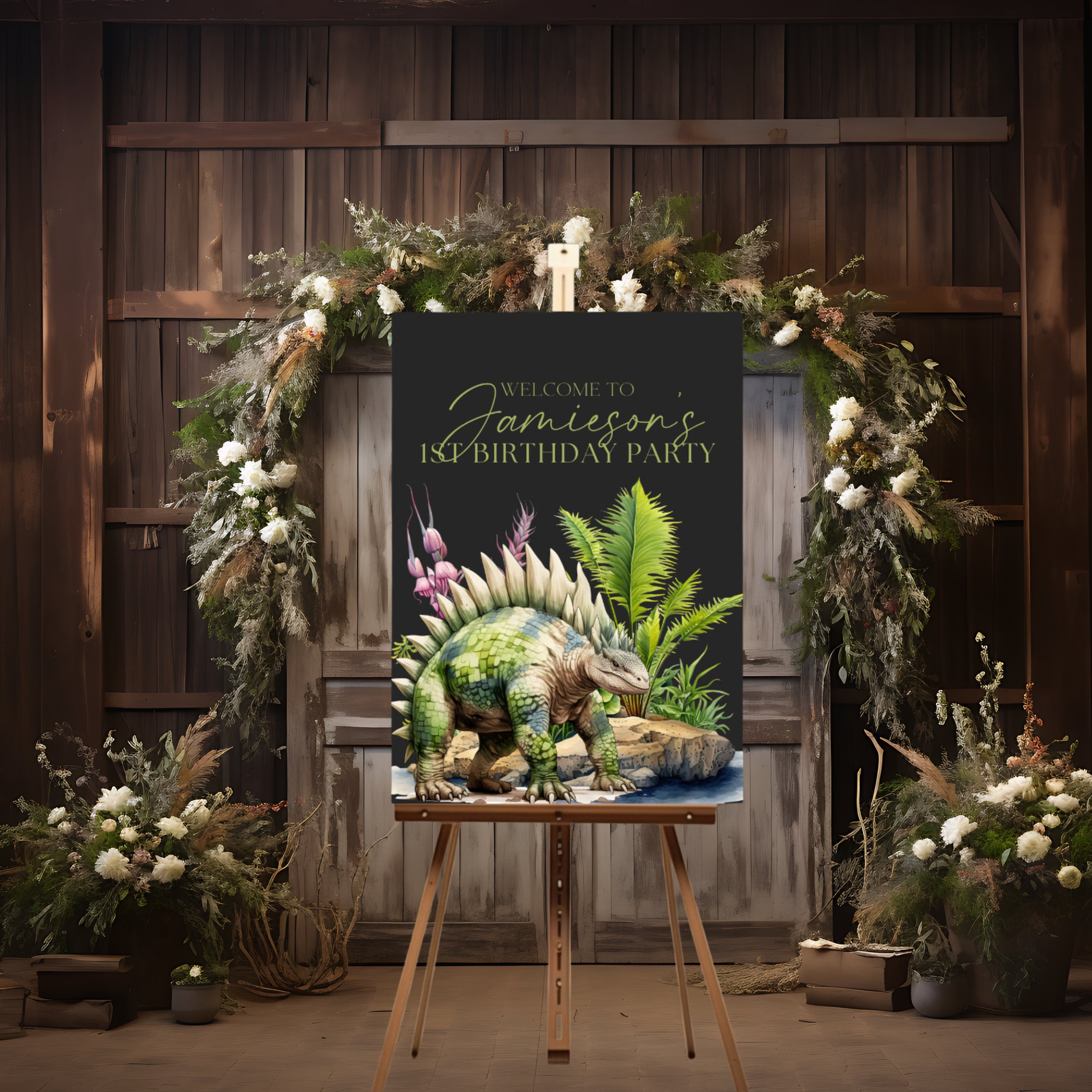 Customizable Dinosaur Birthday Welcome Sign Template Personalized ...