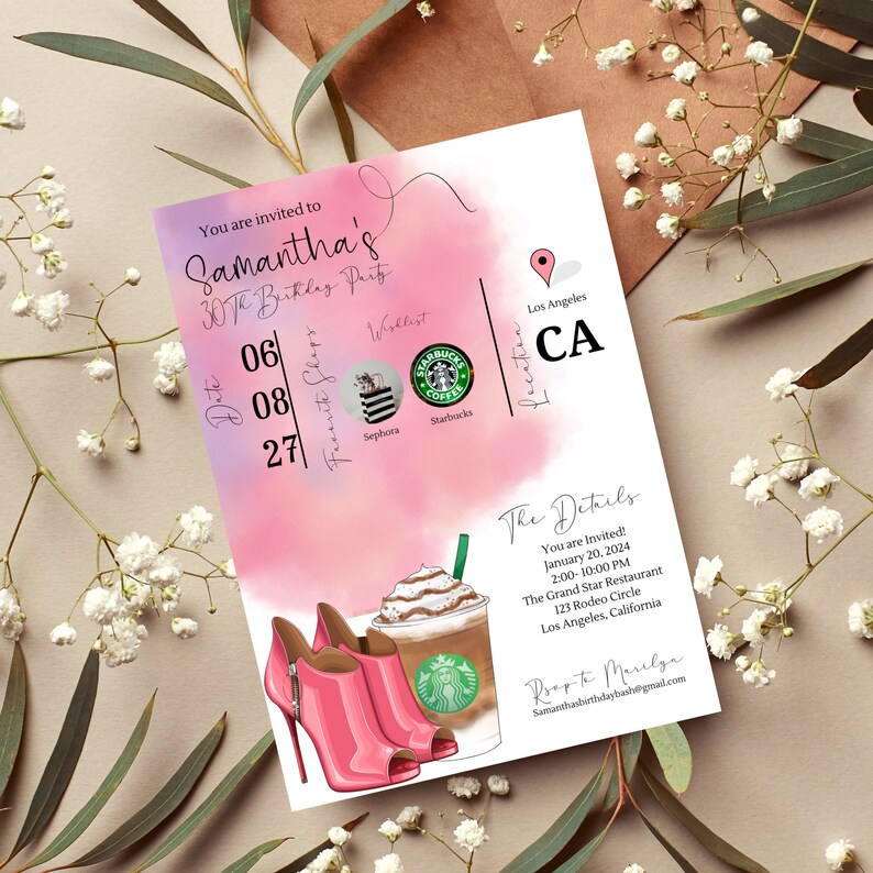 Ladies Birthday Coffee Lover Invitation, Printable Weekend Birthday ...