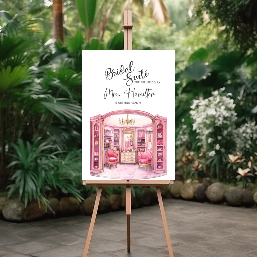Editable Pink Bridal Suite Sign - Customizable Pink-themed Bridal Signs ...