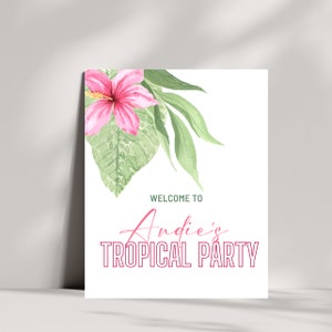 Editable Tropical Pink Floral Welcome Sign Template - Bridal Shower ...