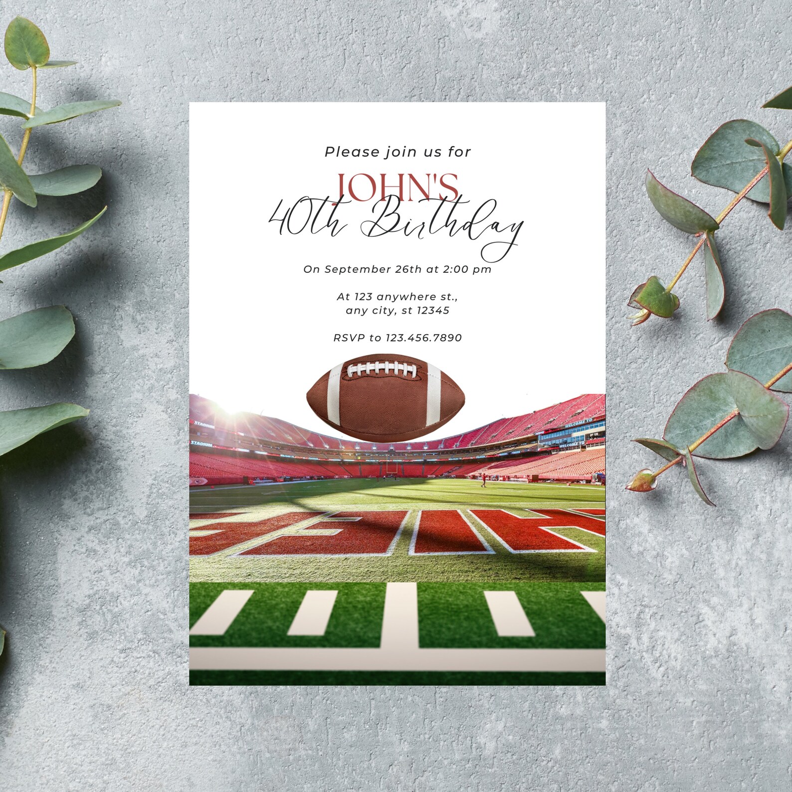 Football Fan Sports Invitation Custom Sports Invitations - Etsy