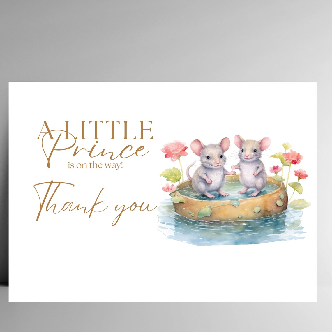 Prince Baby Shower Thank You Card Template, Prince Printable Fairytale ...