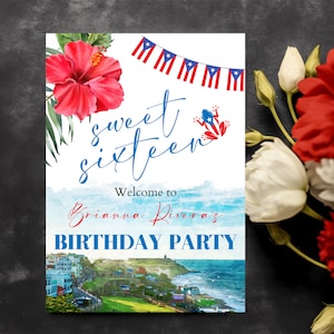 Editable Puerto Rico Welcome Sign Template | Birthday Banner | Skyline ...