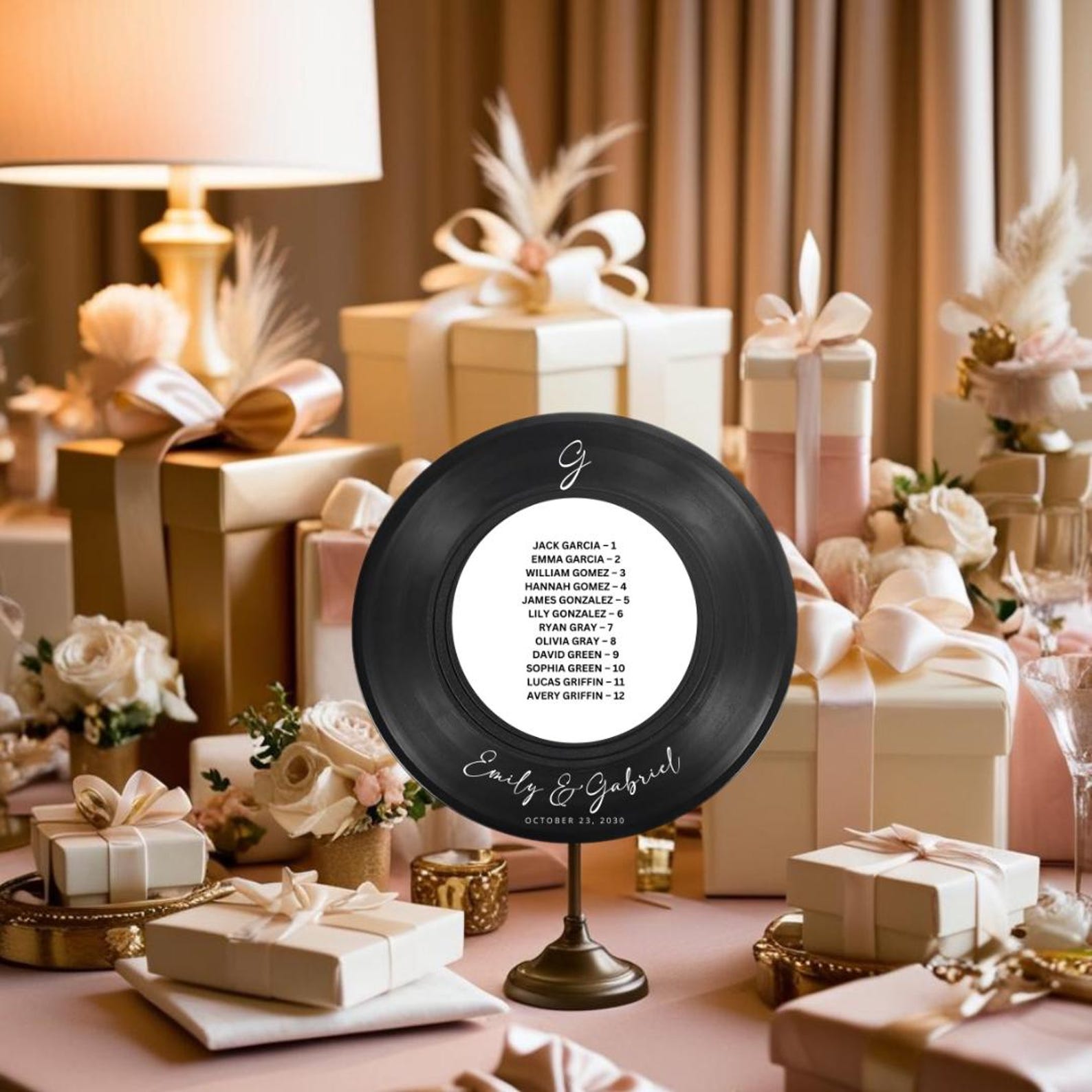 Retro Vinyl Record Wedding Seating Chart – Editable Alphabetical Guest ...