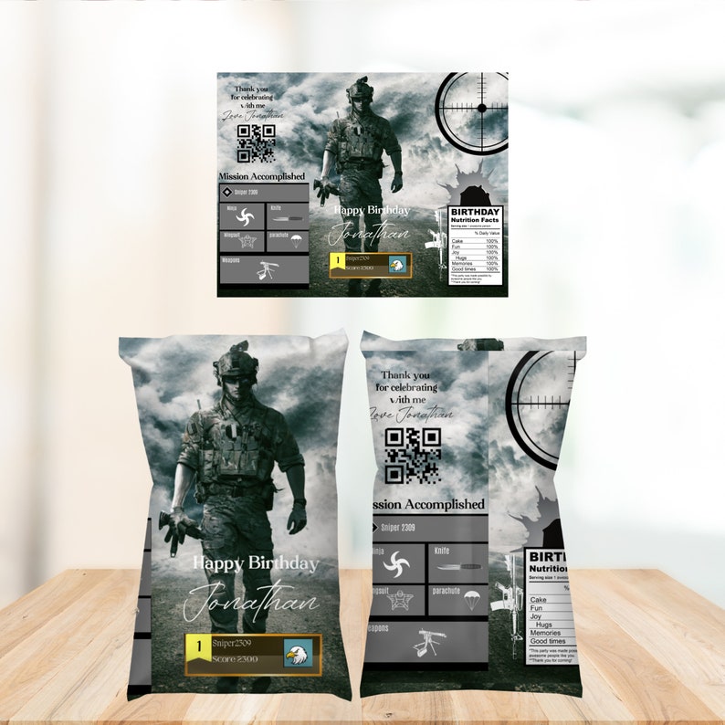 Video Game Birthday Chip Bag, Gamer, Gamer Party Favor Template, Custom ...