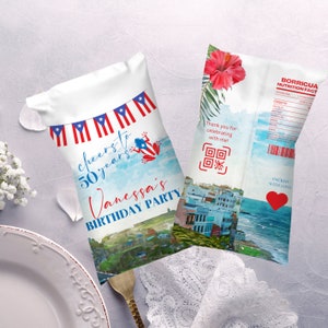 Custom Puerto Rico Chip Bag Party Favors Skyline Birthday Table Decor ...