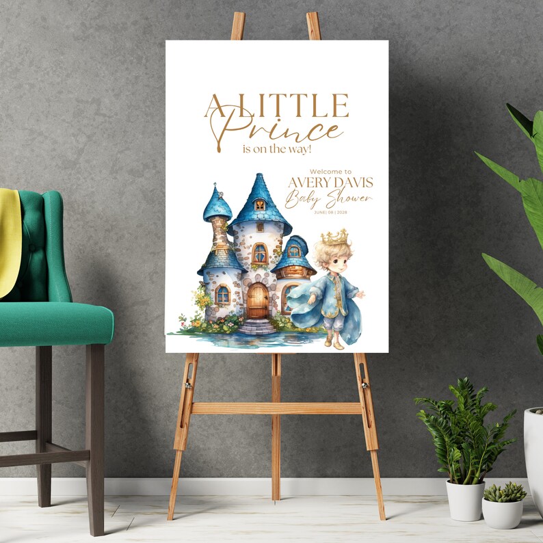 Prince Baby Shower Welcome Sign Template, Prince Printable Fairytale ...