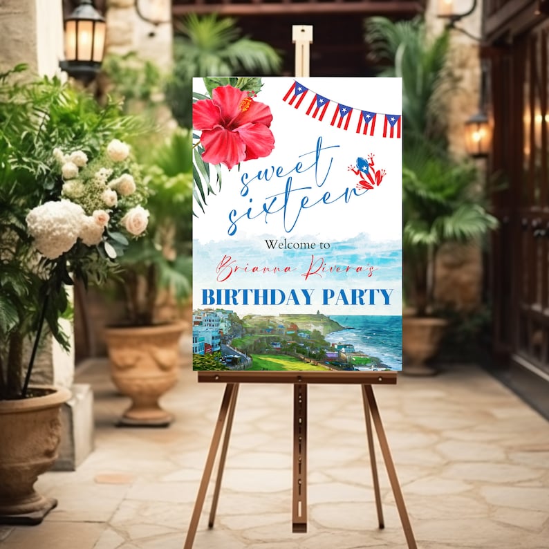Editable Puerto Rico Welcome Sign Template | Birthday Banner | Skyline ...