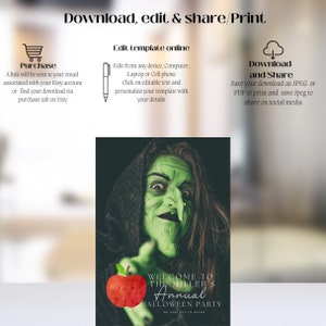 Spooky Witch Halloween Welcome Sign, Editable Creepy Party Signs ...