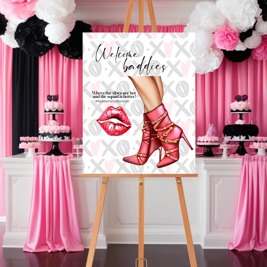 Editable Baddie Party Welcome Sign | Instant Download | Pink Glam Event ...