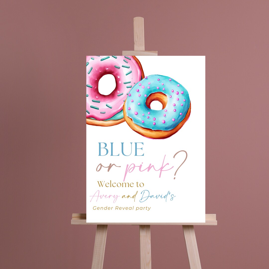 Sweet Donut Baby Shower & Gender Reveal Welcome Sign Template - Pink ...
