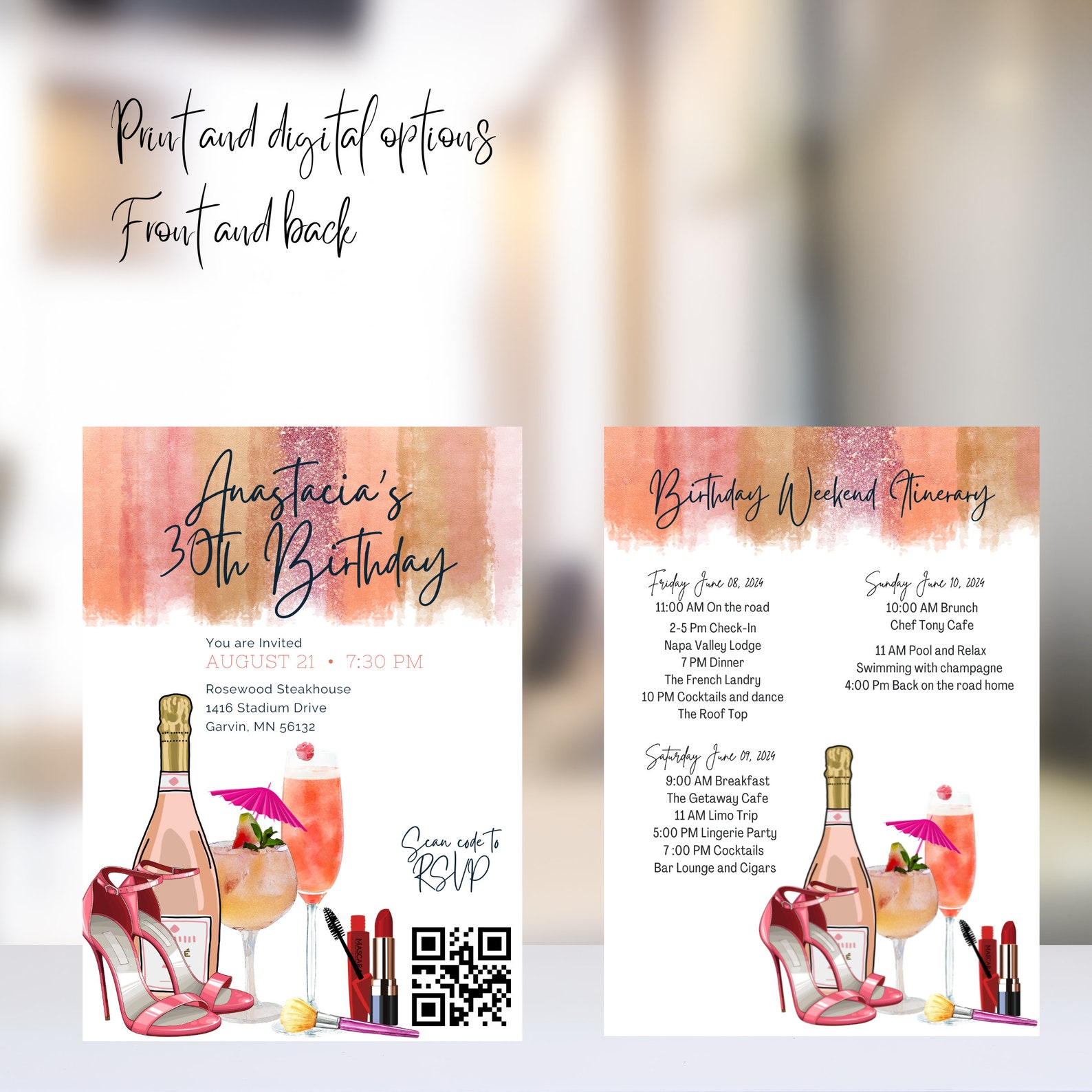 Ladies Weekend Birthday Getaway QR Code Invitation, Weekend Birthday ...