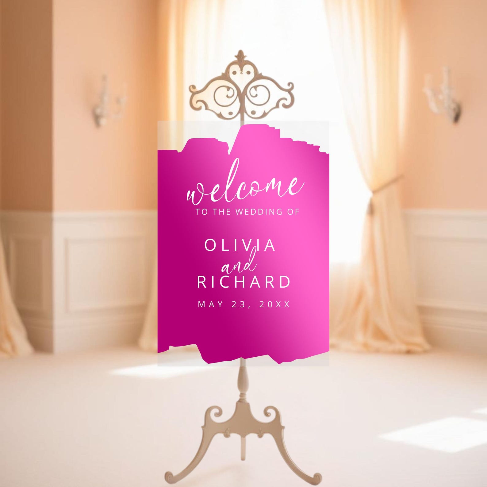 Custom Hot Pink Acrylic Wedding Welcome Sign - Personalized Bridal Sign ...