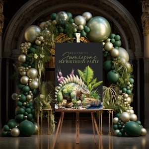 Customizable Dinosaur Birthday Welcome Sign Template Personalized ...