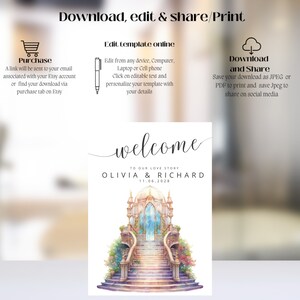 Fairytale Wedding Printable Welcome Sign, Wedding Staircase Party Signs ...