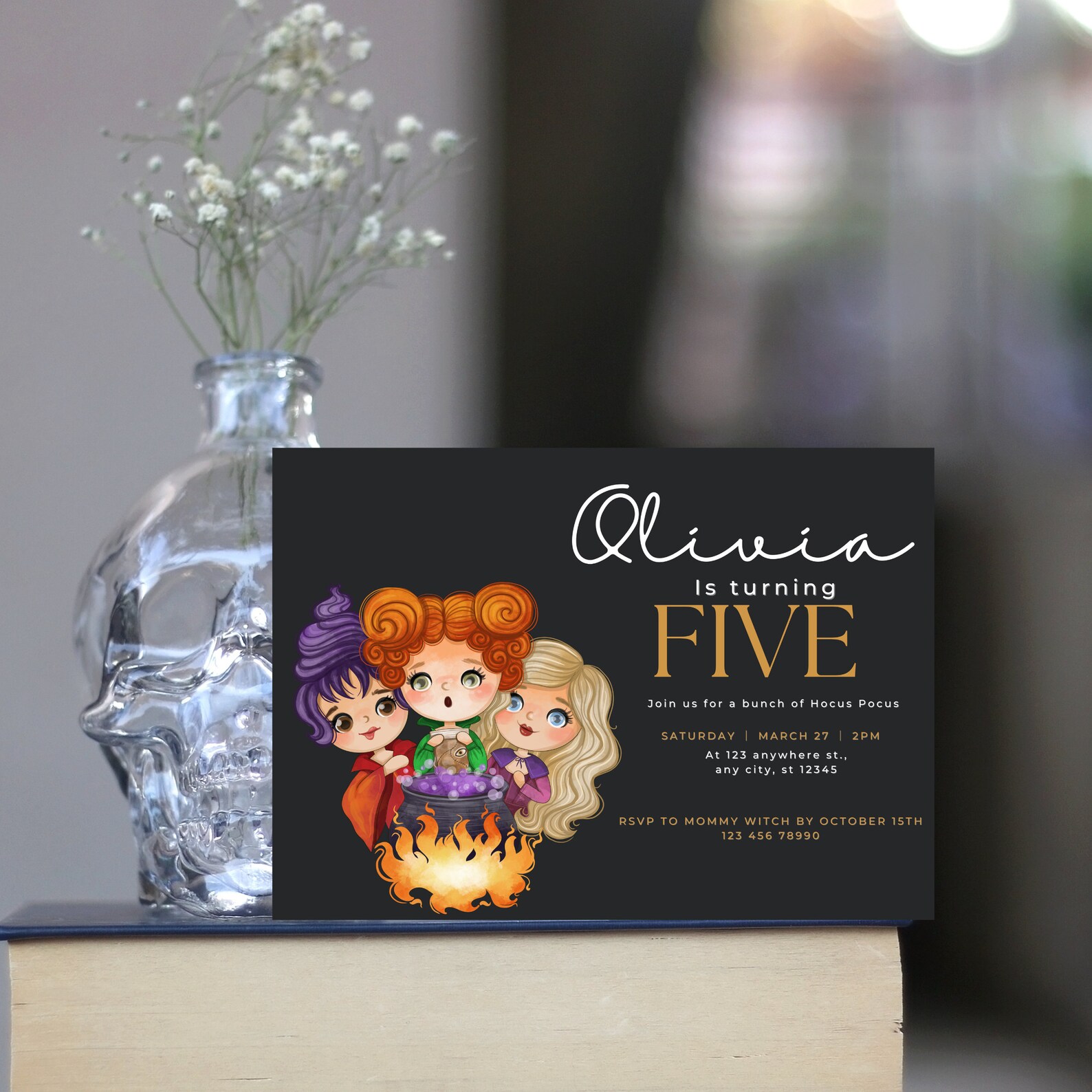 Hocus Pocus Birthday Invitations, Kids Scary Halloween Birthday ...