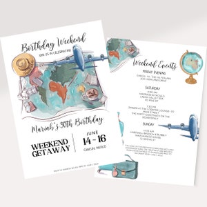 Birthday Weekend Vacation Invitation, Weekend Getaway Birthday ...
