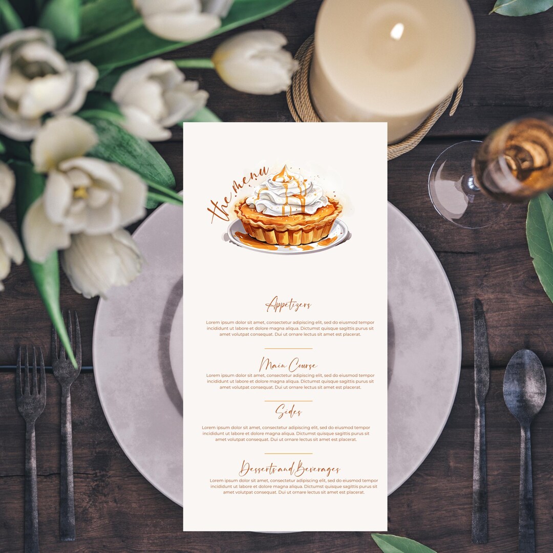 Editable Fall Thanksgiving Dinner Menu Template | Autumn Holiday Feast ...