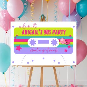 Retro 90s Cassette Birthday Welcome Sign - Custom Foam Board Party Sign ...