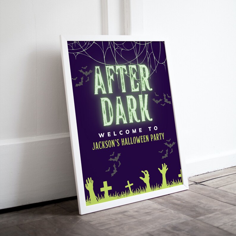 After Dark Zombie Birthday Welcome Sign Halloween Glow in the - Etsy